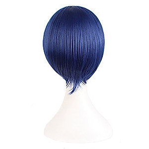 MapofBeauty 12 Inches/30 cm Short Straight Cosplay Costume Wig Party Wig (Mixed Blue)