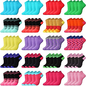 Mepase 80 Pairs Women's Ankle Socks Low Cut Sport Socks Athletic Casual Running Socks Cotton No Show Assorted Socks Bulk, 20 Colors