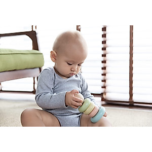 PlanToys Wooden Stacking Rings Baby Toy - Sustainably Made from Rubberwood Featuring Organic-Pigment Coloring and Water-Based Dyes with Collapsible Central Rod for Safety