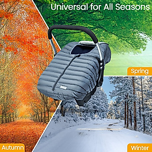 Orzbow Enfant Car Seat Covers - Cocoon Baby Cover for Boys & Girls, for Spring Autumn Winter, Breathable Windproof, Zipped Window, Universal Fit for Infant Car Seat (0-12M), Gray