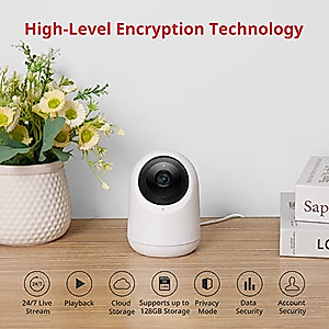 SwitchBot Baby Monitor Indoor Camera, 360-degree 1080P Pan Tilt Smart WiFi(2.4G) Pet Camera for Home Security with Motion Detection, Night Vision, Two-Way Audio, Works with Alexa & Google Assistant