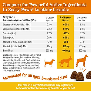 Zesty Paws Salmon Bites for Dogs - Omega 3 Fish Oil for Dogs Chews - Dog Allergy Relief Chews - Fish Oil for Dogs Joints - Itch Relief for Dogs - Dog Supplement for Arthritis - 90ct - Salmon Flavor