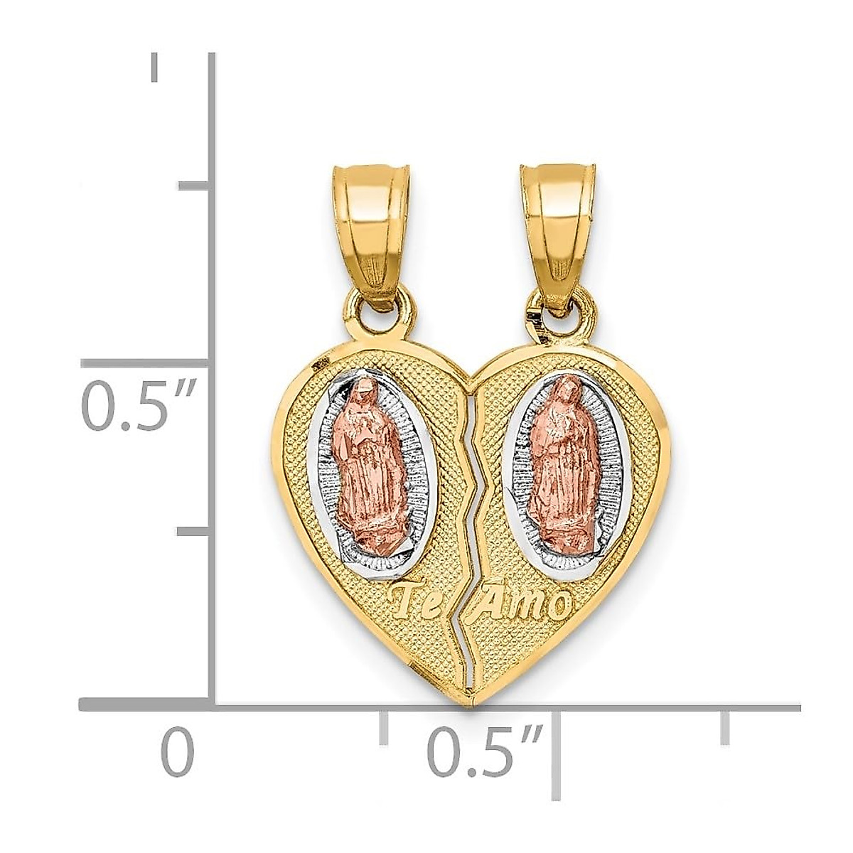 Diamond2Deal 10K Two-Tone White Rhodium Break Apart Te Amo Pendant