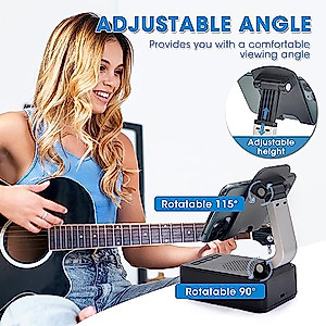 RSUARSUA Cell Phone Stand with Bluetooth Speaker HD Surround Sound Bluetooth Speaker Adjustable Phone Holder Gifts for Women Men Wide Compatible with Cell Phone and Tablet (A-Black)