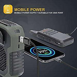 Zeadio Waist Clip Fan, 6000mah Battery 3 Spreed Operated Hands-free Wearable Necklace Fan With Charging Function, for Hot Flashes Home Office Travel Outdoor Sports - Green