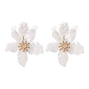 Miweel Bohemian Luxury Oversize Resin Big Flower Earrings For Women Stainless Steel Crystal Jewelry