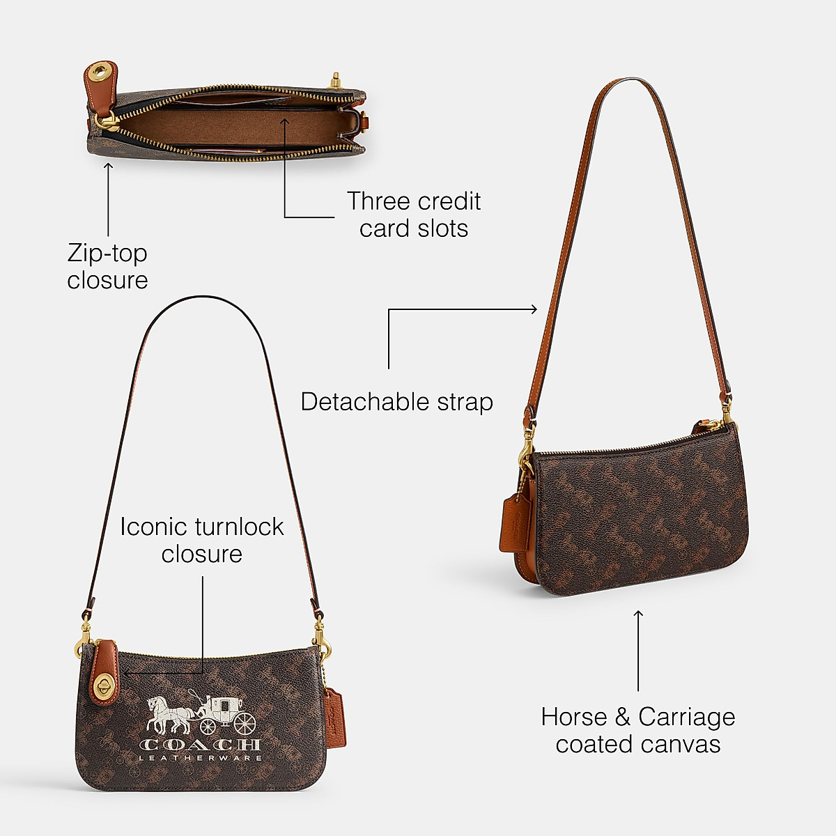 Coach Horse and Carriage Coated Canvas Turnlock Penn Shoulder Bag, Truffle Burnished Amber