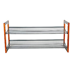 Organize It All Stackable Shoe Storage Rack | Dimensions: 12.75 x 35.25 x 33.46 inches | 4 Shelves | Holds 16 Pairs | Freestanding | Space Saver | Durable | Home Organization | Grey