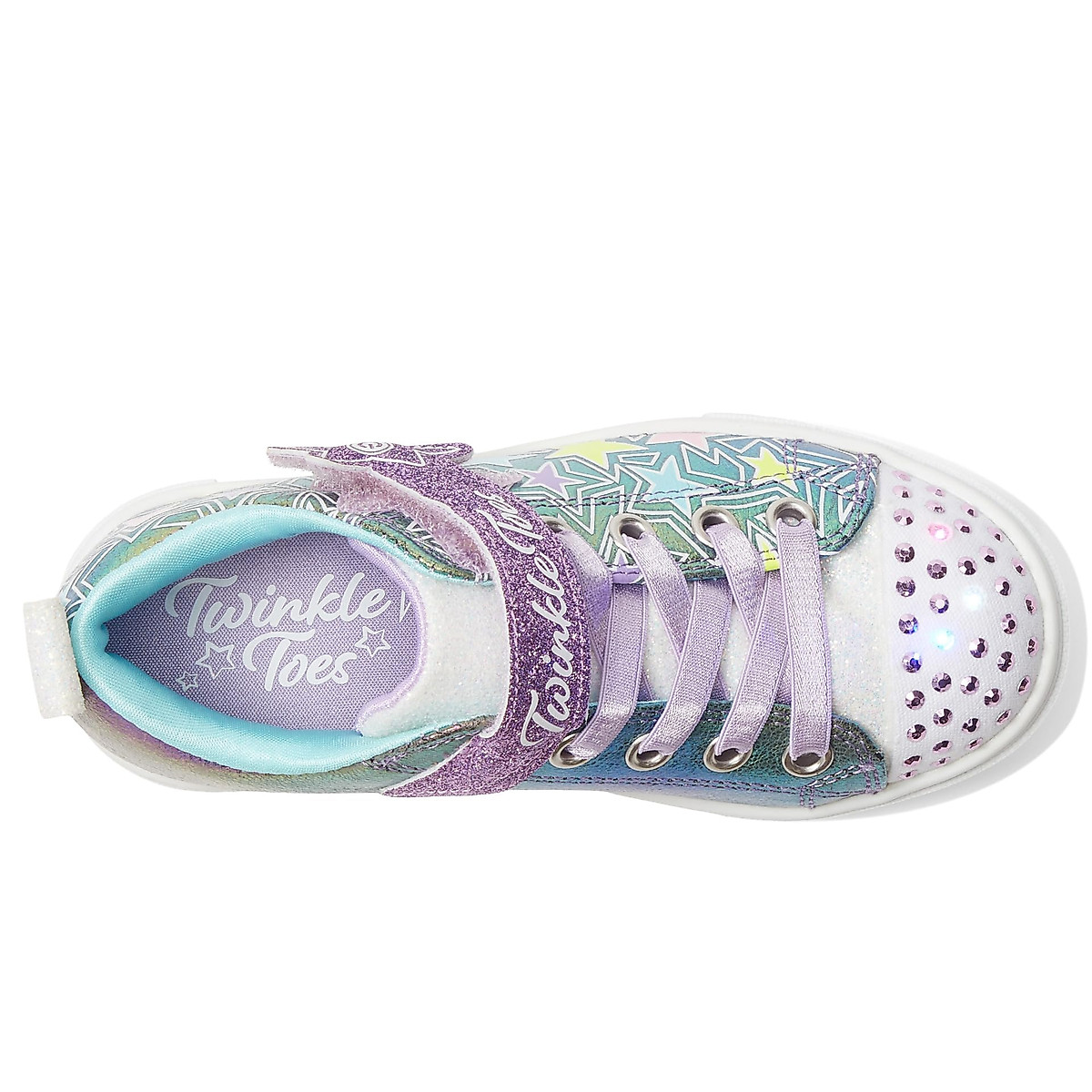 Skechers Kids Girls Twinkle Sparks-Shimmer Star Sneaker, Purple/Multi, 2 Little Kid