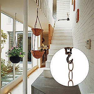 OOTSR Swivel Swag Hook, Heavy Duty Swivel Ceiling Hook and Metal Chain Extension for Hanging Plants/Chandeliers/Baskets/Indoor & Outdoor Use, Brass Color, 36 inches Chain