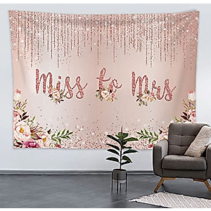 Maijoeyy 7x5ft Rose Gold Miss to Mrs Backdrop Golden Glitter Pink Floral Bridal Shower Backdrop for Pictures Wedding Shower Bride to Be Engagement Backdrop for Party Decorations Banner