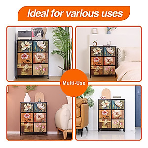 Walmokid Dresser for Bedroom with 6 Drawers, Chest of Drawers with Easy Pull Handle, Storage Dresser with Fabric Drawers, Dresser with Wood Top for Closet, Living Room, Hallway, Nursery, Entryway