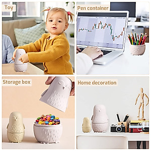 Nesting Dolls Russian Style Matryoshka Dolls for Kids Silicone Stacking Sorting Toys Set Montessori Educational Toy Gift for Girls Boys' Birthday Home Room Decoration Beige（Penguin）