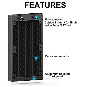 Clyxgs Water Cooling Radiator, 12 Pipe Aluminum Heat Exchanger Radiator with Tube for PC CPU Computer Water Cool System DC12V 240mm