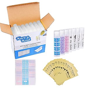 Lip Balm Container Tubes - 50-Pack - DIY - Transparent- 3/16 Oz (5.5 ml) - Including 50 Writeable & 50 Printed Lip Balm Stickers - Twist Mechanism and a Cap - Empty