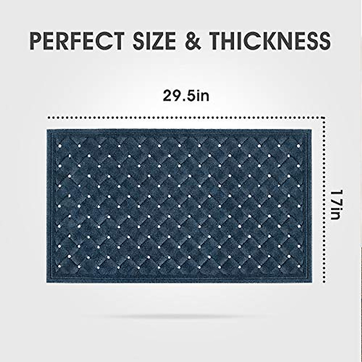 MATALL No Water Holds Outdoor Mat - Non-Slip Front Back Washable Doormat, Low-Profile Heavy Duty Welcome Entrance Way Rug (29.5x17, Navy Blue)
