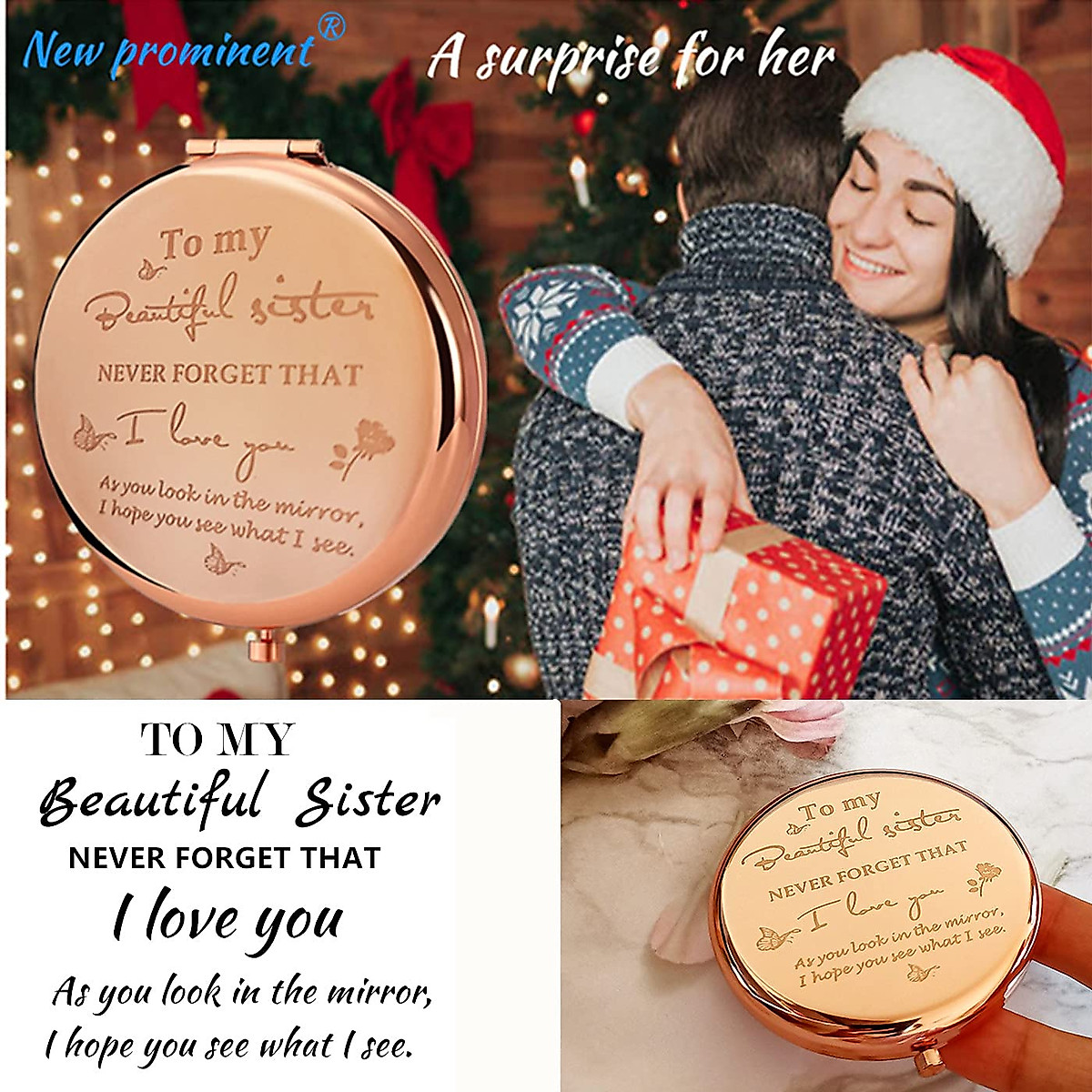 Friend Mirror to My Sisters Frosted Compact Mirror from Sister Brother Friendship Graduation wedding Gifts for Her Best Friend Birthday Gifts,Sentimental Friend Gift Ideas for Sisters Women