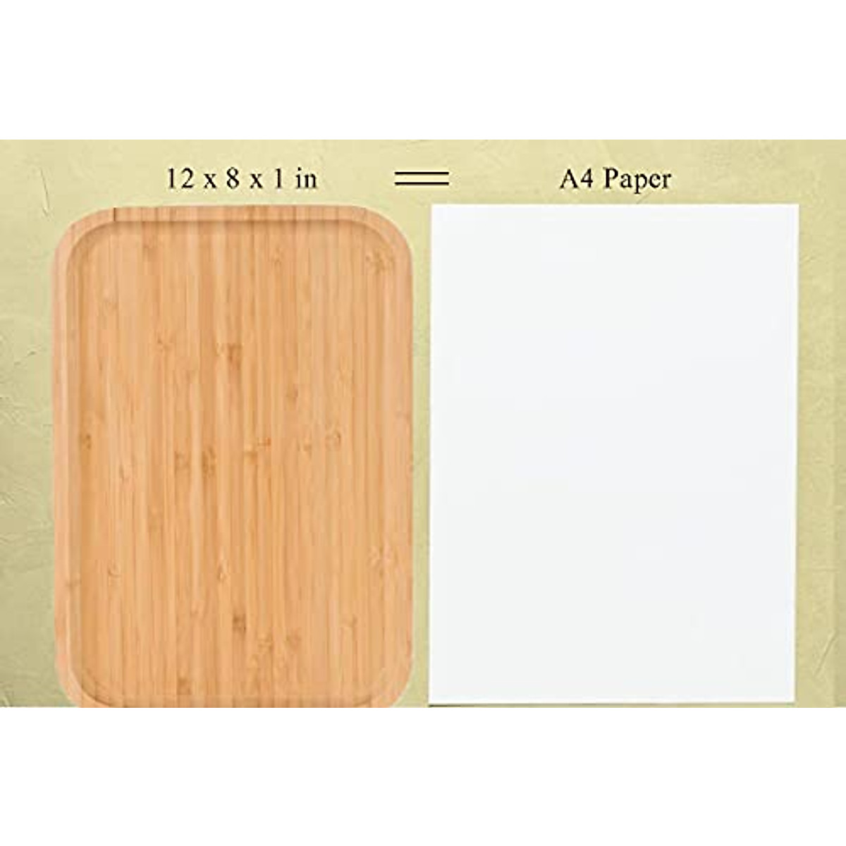 2-Pack 12 X 8 Inches Bamboo Trays ,Serving Tray Bamboo Breakfast Dinner Food Trays Coffee Tea Serving Tray Fruit platters for Home Hotel Restaurant