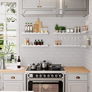 Floating Shelves for Wall Décor Set of 4 Nursery Book Shelves Bathroom Shelves Over Toilet Wall Shelf for Books, Plants, Toys, Photo Frames, Picture Ledge-White