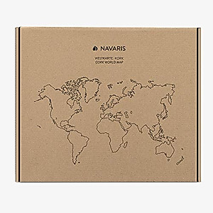 Navaris Cork Board World Map - Self-Adhesive Corkboard Continents for Wall to Pin, Plan and Document Travels - Includes 18 Cork Pieces and 10 Pins