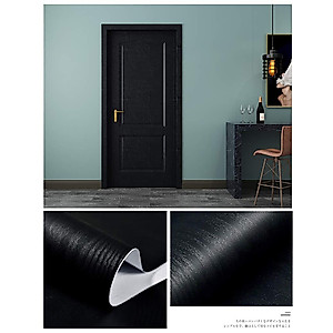 Black Wood Wallpaper - Peel and Stick Wallpaper Wood – Black Wood Self-Adhesive & Removable Wallpaper for Countertop Furniture Kitchen Wall, Realistic Wood Sensation, Easy to Clean, 17.7” ×393” Vinyl