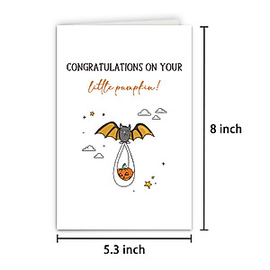 Ulbeelol Cute Baby Shower Card, Funny Baby Halloween Card, Congratulations on Your Little Pumpkin