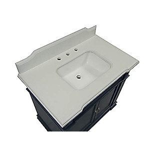Elizabeth 36-inch Bathroom Vanity (Quartz/Marine Gray): Includes Marine Gray Cabinet with Stunning Quartz Countertop and White Ceramic Sink