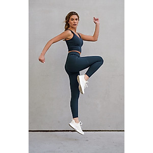 90 Degree by Reflex Power Flex Yoga Pants - High Waist Squat Proof Ankle Leggings with Pockets for Women - Black - Large