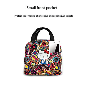 Crunowin Cartoon Lunch Box Portable Insulated Lunch Bag Multifunctional Zipper Tote Bag for Office Work Picnic School-1