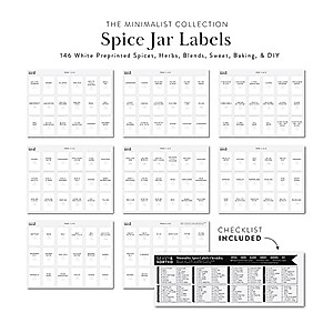 SAVVY & SORTED Minimalist Spice Labels for Spice Jars | 146 Spice Jar Labels Stickers for Containers | Spice Labels Stickers Preprinted | Spice Organizing Labels Herb Seasoning Kitchen Pantry Labels