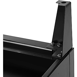 FurnitureR Office File Storage Console Cupboard Metal Cabinet 3 Door Cupboard Locker Organizer with Walnut MDF Top Black Metal Frame