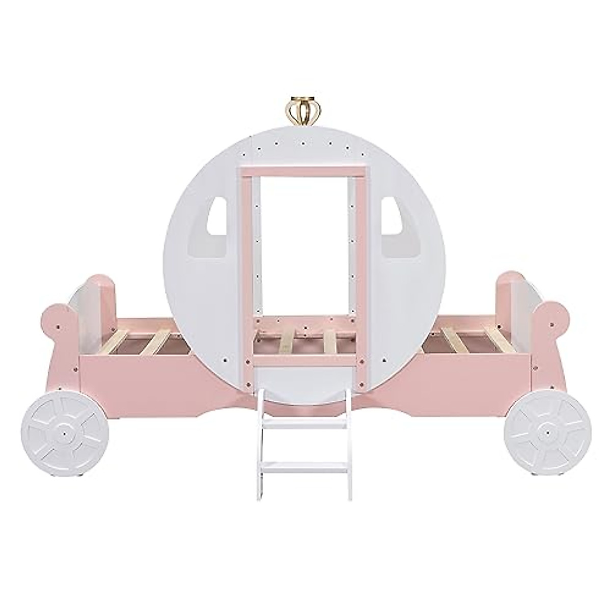 Twin Size Girls Bed Princess Bed, Little Girl Cute Bed with Headboard, Wooden Platform Bed for Children Bedroom, Pink