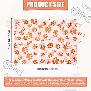 30 Tissue Paper Sheets, 14x20 inch Dog Paw Tissue Paper Gift Wrap Paper for Gift Bag Packaging Christmas Wedding Birthday Party Art DIY Crafts Supplies (Orange)