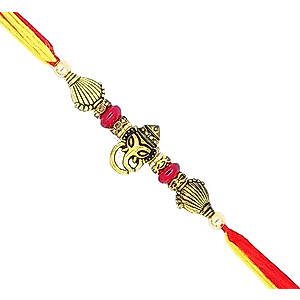 Vakratunda Ganesha Rakhi for Brother Multicolor Beautiful & Fancy Designer Thread Raksha Bandhan Rakhi for Loving Brother Bhai RURAKH009