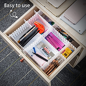 Ptanok 45 Pack Drawer Dividers, Plastic Adjustable Drawer Storage Organizer for Tidying Clutter Socks, Underwear, Makeup, Kitchen, Dresser Black