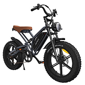 JANSNO X50 Electric Bike for Adults with Powerful 750W Brushless Motor, Long-Lasting 48V 14Ah Battery, 20 Inch Fat Tires, Shi-mano 7-Speed Gear System 26MPH Snow Beach Mountain Electric Bicycle