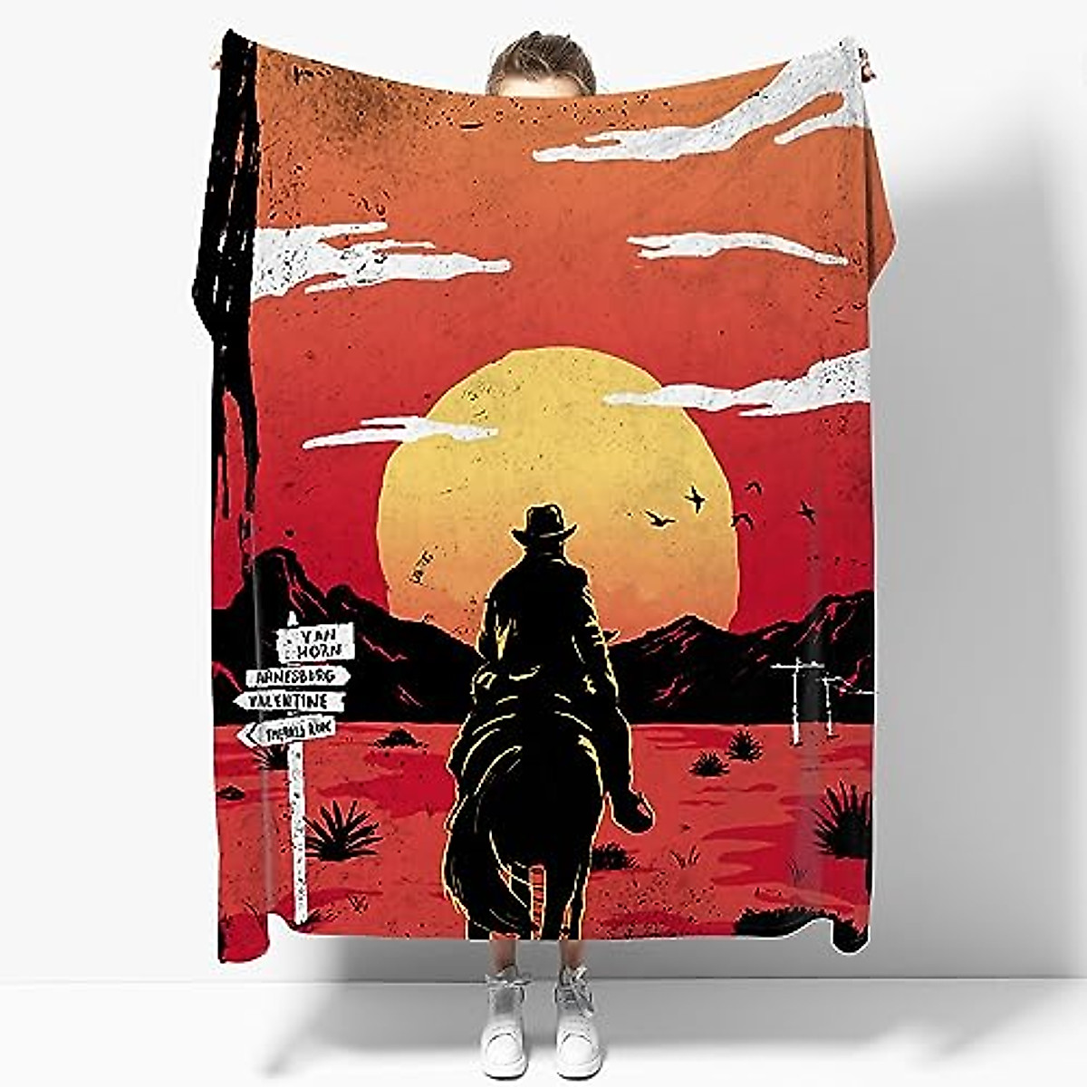 Dead Redemption 2 Blanket Super Soft Cozy Warm Fleece Throw Blanket Fluffy Plush Lightweight Bedding Quilts for All Season Bed Sofa Couch 80"x60" Large for Men Women