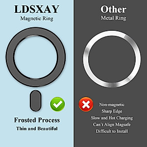 LDSXAY Universal MagSafe Ring, 2 PCS Magnet Sticker Magnetic Adapter Ring Compatible with Magsafe Accessories & Wireless Charging for iPhone 16/15/14/13/12/11 Pro Max Mini, Galaxy S24/S23/S22 (Black)