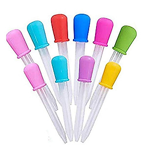XP-ART 20 Pack Liquid Droppers for Kids Silicone and Plastic Pipettes with Bulb Tip 5 ML Eye Dropper for Candy Molds