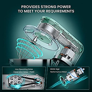 Stand Mixer 660w 6-Speed Food Mixer 7.5 QT Kitchen Electric Mixer Tilt-Head Dough Mixer with Dishwasher-Safe Dough Hooks,Beaters,Whisk & Stainless Steel Bowl