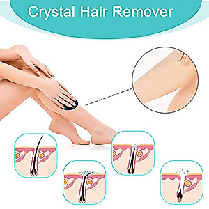 2 Pcs Crystal Hair Eraser for Women and Men Reusable Crystal Hair Remover Portable Magic Painless Exfoliation Hair Removal Tool Washable Magic Hair Eraser for Back Arms Legs(Blue & Black)