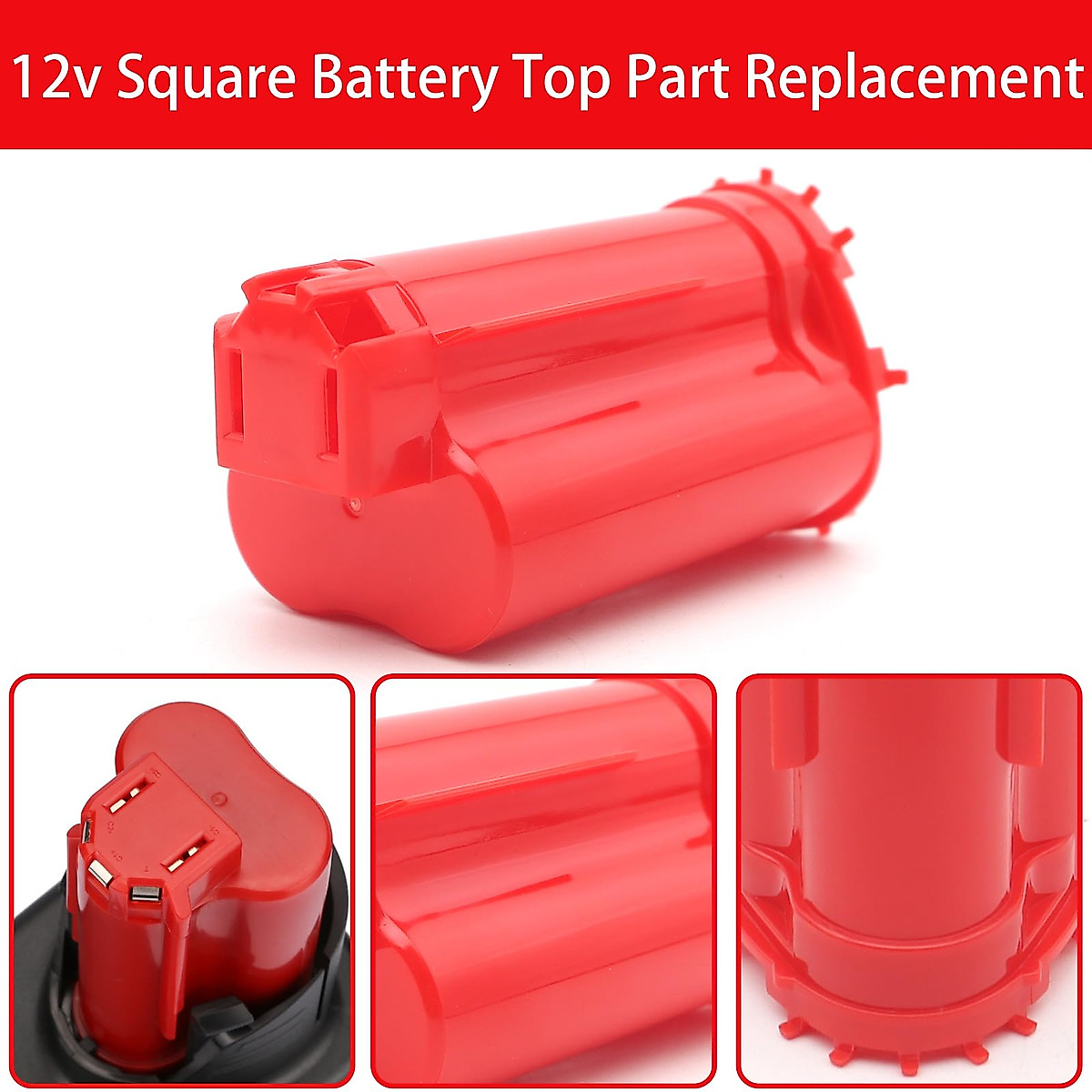 2 Set Battery Case Top Cover Replacement Parts Compatible with Milwaukee M12, Battery Top Plastic Case Replacement for M12 3.0 48-11-2412 48-11-2402 4.0 48-11-2440 6.0 48-11-2460