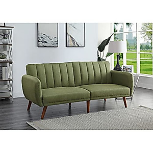 HABITRIO Futon Sofa Bed, Solid Wooden Frame Linen Fabric Upholstered 3 Seater Sofa Couch, Adjustable Sleeper Sofa Bed for Living Room, Bedroom, Office, 76" L x 31" D x 33" H