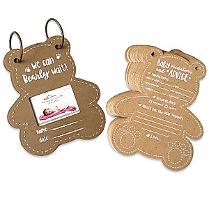 Teddy Bear Baby Shower Prediction Card Book Keepsake, By Kate Aspen Advice Cards, Best Wishes, We Can Bearly Wait Baby Shower Decoration, Gender Neutral Baby Shower Game & Party Activity