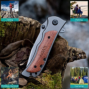 GVDV Pocket Folding Knife for Men, 7Cr17 Steel Pocket Knives& Folding Knives with Safety Liner-Lock, Tactical Camping Hunting Fishing Survival Knife, Grey