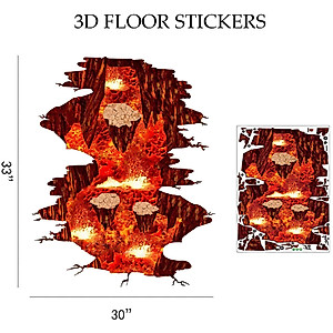 HO BEAR Volcano Floor Stickers Creative Volcanic Magma Home Kitchen Room Art Wall Decor Waterproof Wall Decal Floor Flame & Lava Wall Stickers for Kids Teen Girl Room