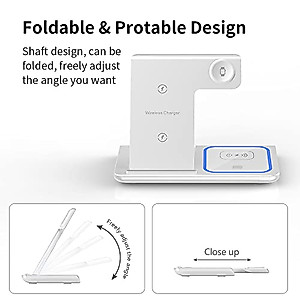 Foldable Wireless Charger, Veernoo 3 in1 Fast Wireless Charger Station for AirPods Pro/2 Apple Iwatch7/ 6/SE/5/4/3/2/1,iPhone 14/13/12/11 Series/XS MAX/XR/XS/X/8/8 Plus