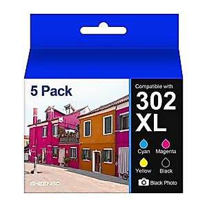 T302 302XL Remanufactured Ink Cartridge Replacement for Epson 302 Ink Cartridge 302XL 302 XL for select Epson Expression Premium Printers XP-6000 XP-6100(Black Photo Black Cyan Magenta Yellow, 5-Pack)
