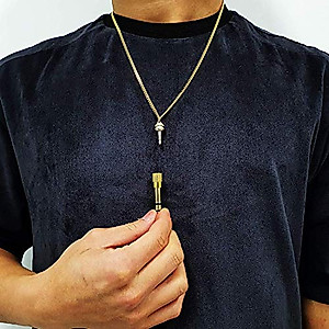 PICKRING Audio Jack Necklace with a Functioning Gold Plated Headphone Adapter for Guitarists/Detachable Gold Tone Real Headphone Adapter Necklace Music Lover Gifts/Silver Gold (Gold)