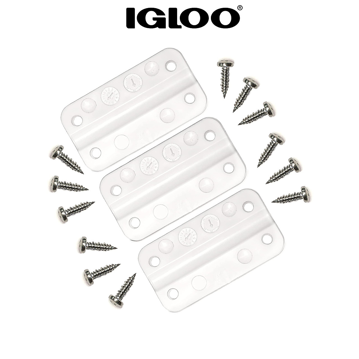 Igloo Cooler Plastic Hinges for Ice Chests (Set of 3), White, Standard Size, Contain UV Inhibitors